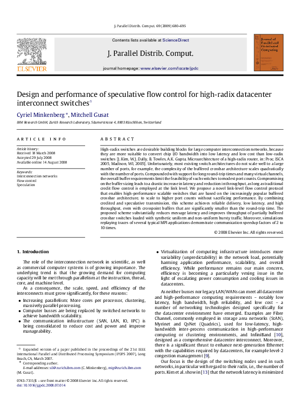 (PDF) Design and performance of speculative flow control for high-radix ...