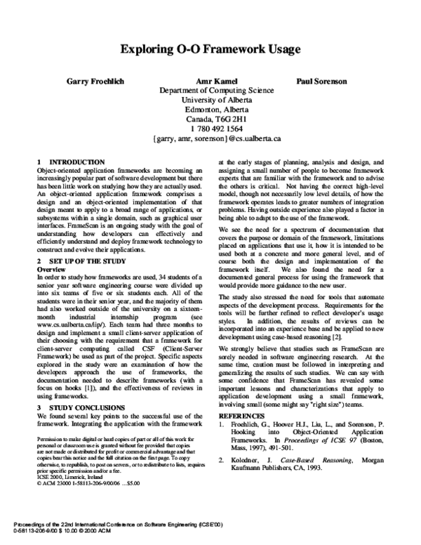 (PDF) Exploring OO framework usage (poster