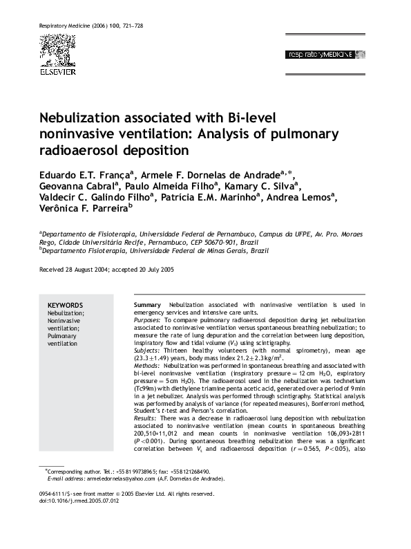 (PDF) Nebulization associated with Bi-level noninvasive ventilation ...