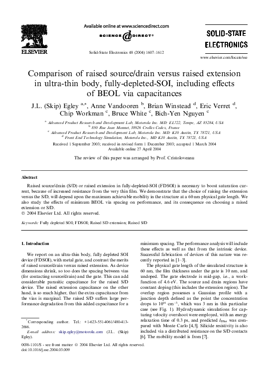 (PDF) Comparison of raised source/drain versus raised extension in ...