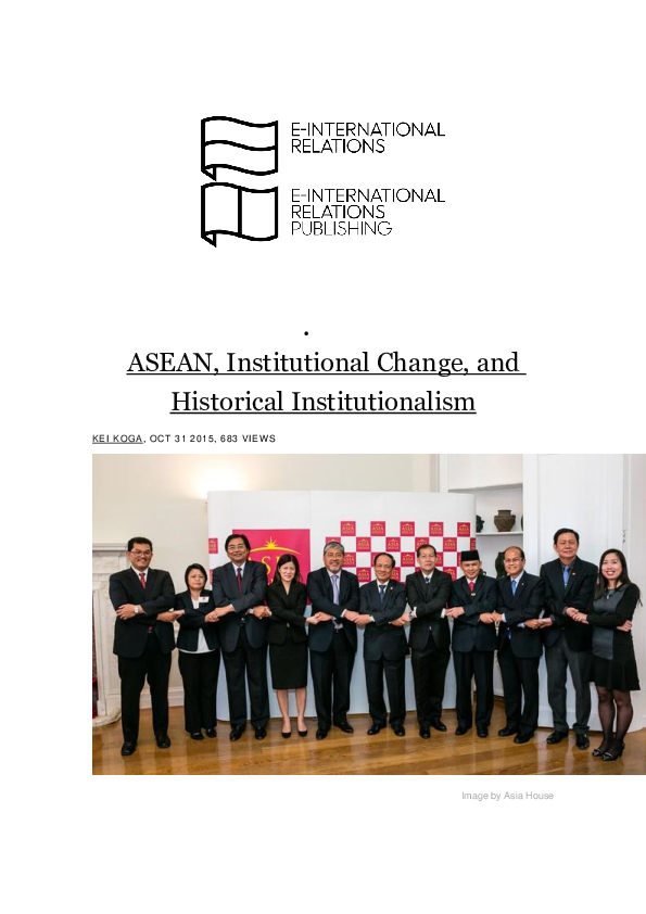 (PDF) ASEAN, Institutional Change, and Historical Institutionalism