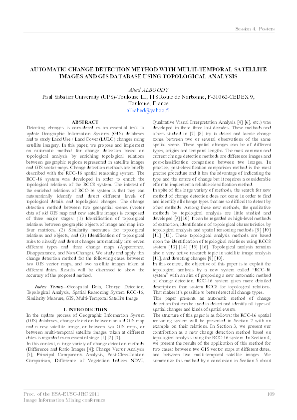 (PDF) AUTOMATIC CHANGE DETECTION METHOD WITH MULTI-TEMPORAL SATELLITE ...