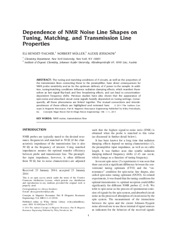 (PDF) Dependence of NMR noise line shapes on tuning, matching, and ...