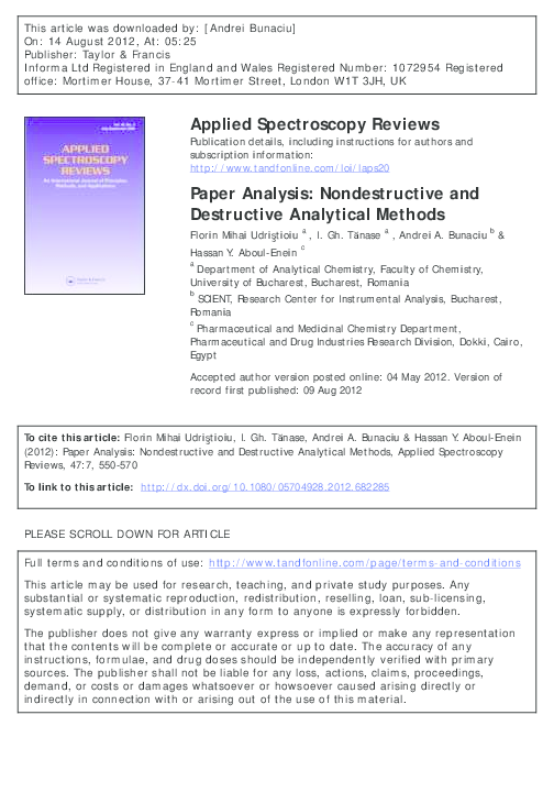 (PDF) PAPER ANALYSIS. NON-DESTRUCTIVE AND DESTRUCTIVE ANALYTICAL METHODS