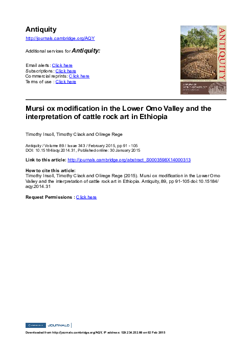 (PDF) Mursi Ox Modification in the Lower Omo Valley and the ...