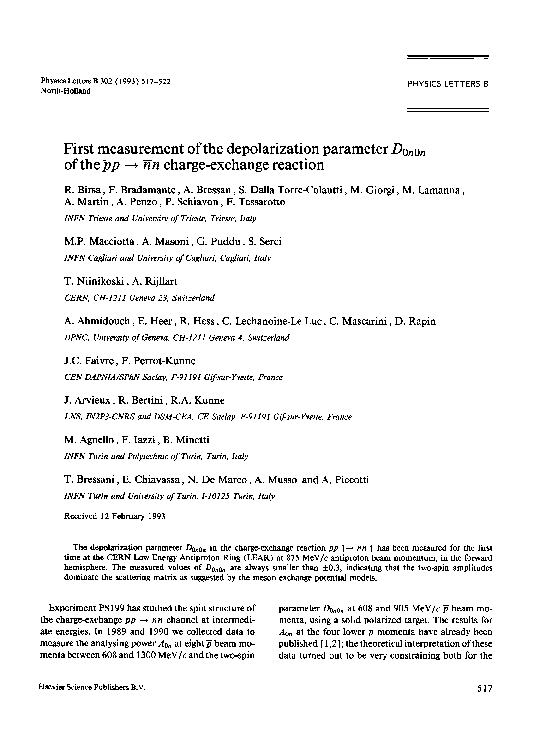 (PDF) First measurement of the p dash p → n dash n depolarization ...
