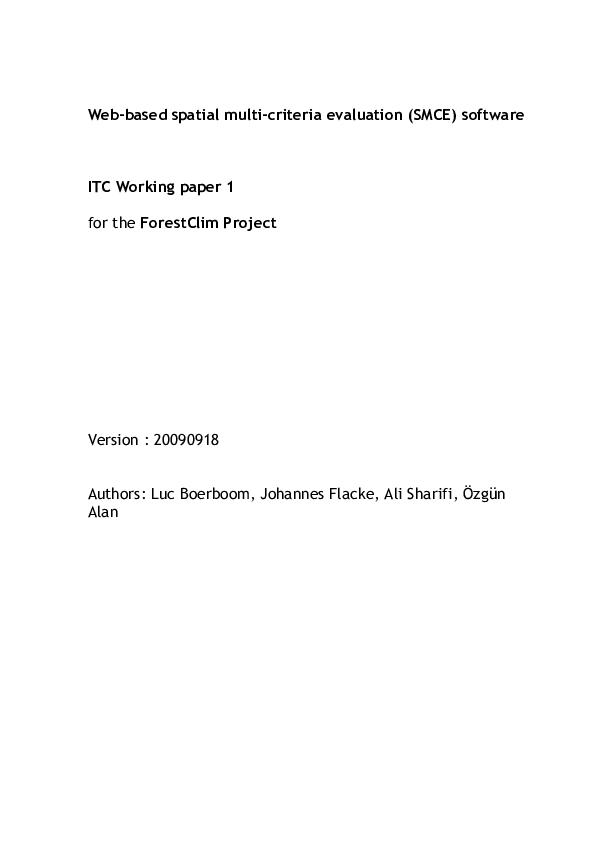 Pdf Web Based Spatial Multi Criteria Evaluation Smce Software