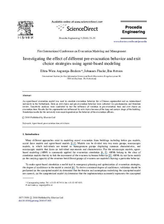 (PDF) Investigating the effect of different pre-evacuation behavior and ...