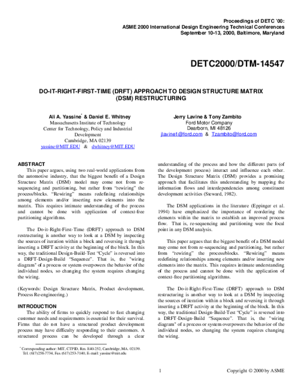 (PDF) Do-It-Right-First-Time (Draft) Approach To Design Structure ...