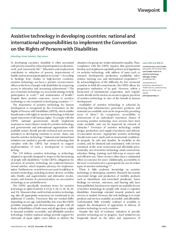 (PDF) Assistive technology in developing countries: national and ...