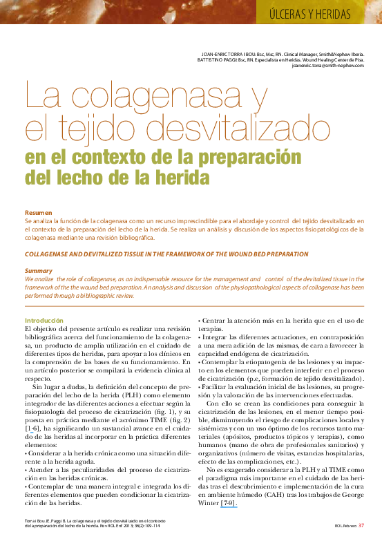 (PDF) [Collagenase and devitalized tissue in the framework of the wound ...