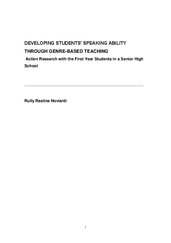 (PDF) DEVELOPING STUDENTS' SPEAKING ABILITY THROUGH GENRE-BASED ...