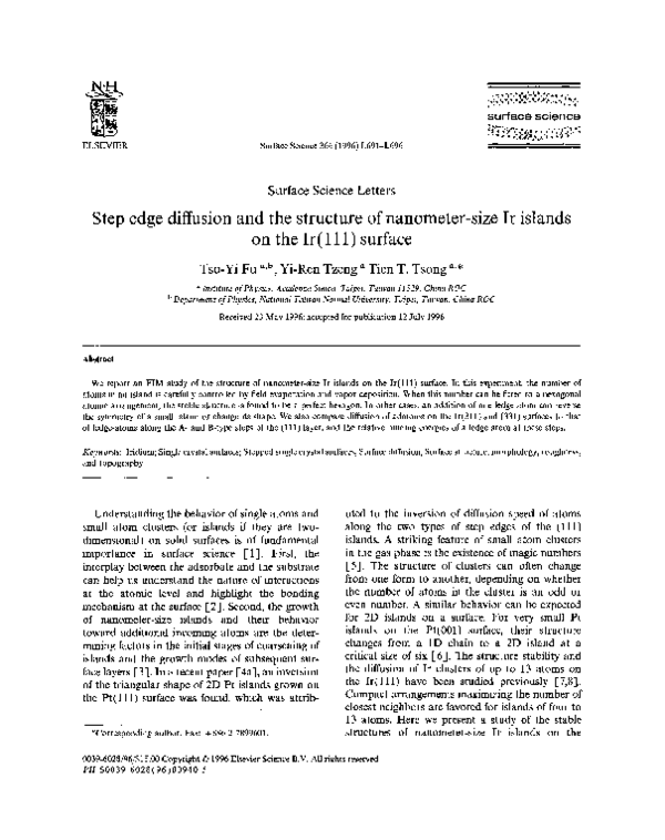 (PDF) Step edge diffusion and the structure of nanometer-size Ir ...