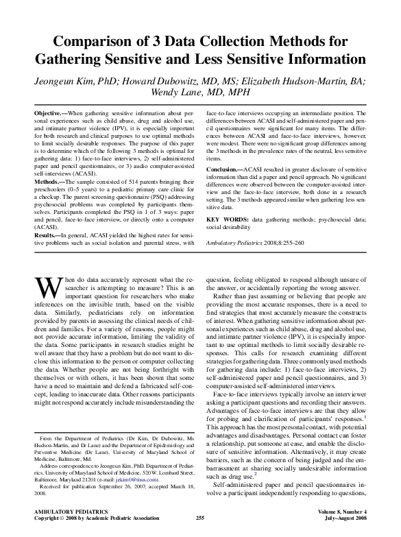 (PDF) Comparison of 3 Data Collection Methods for Gathering Sensitive ...