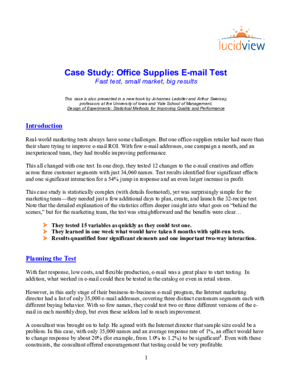 (PDF) Case Study: Office Supplies E-mail Test