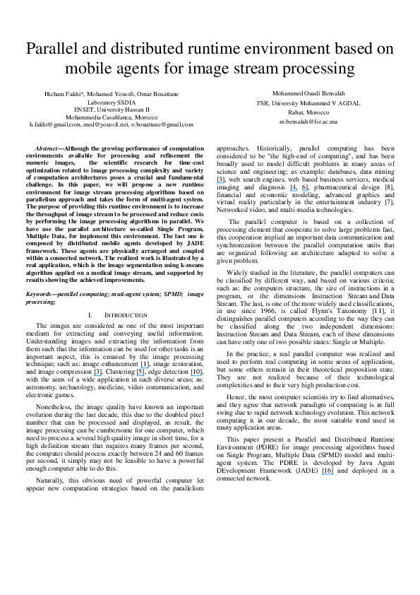 (PDF) Parallel and distributed runtime environment based on mobile ...