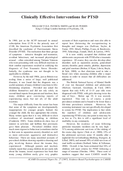 (PDF) Clinically effective interventions for PTSD