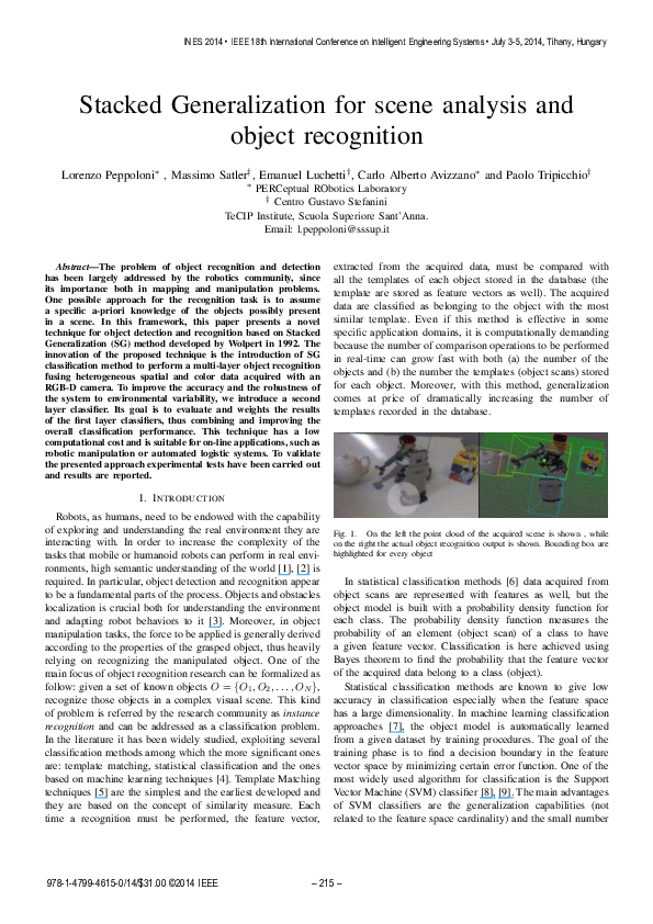 (PDF) Stacked generalization for scene analysis and object recognition