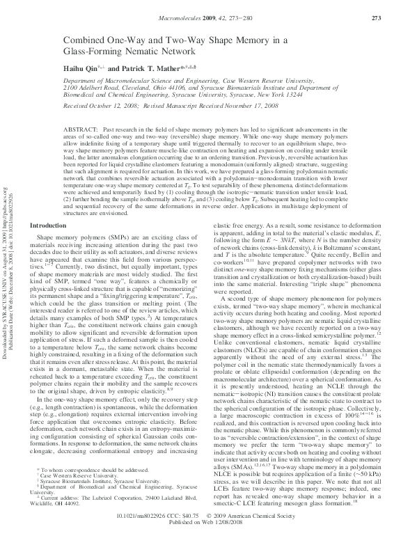 (PDF) Combined One-Way and Two-Way Shape Memory in a Glass-Forming ...