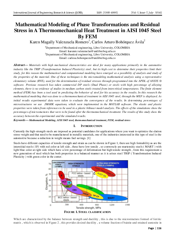 (PDF) Mathematical Modeling of Phase Transformations and Residual Stress in A Thermomechanical ...