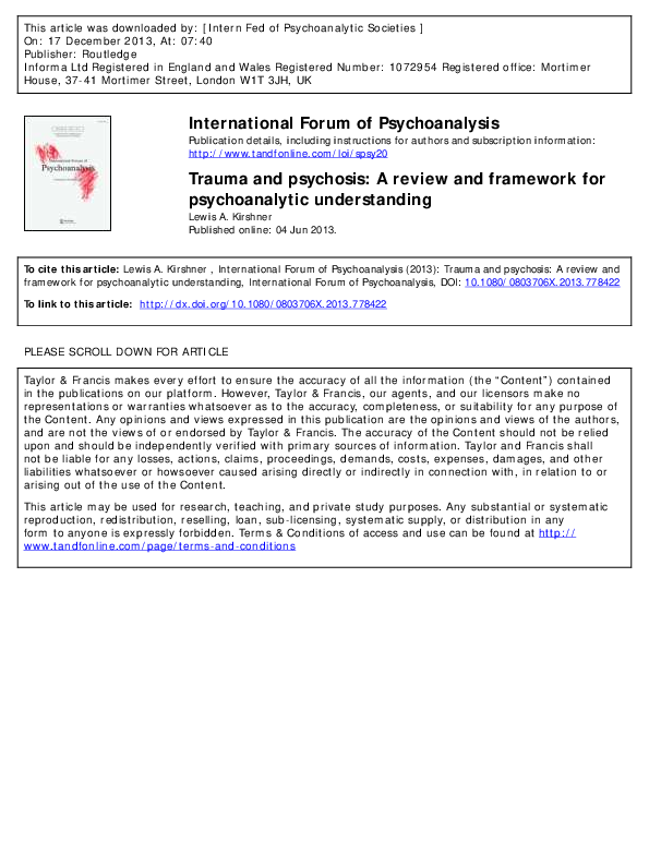 (PDF) Trauma and psychosis: A review and framework for psychoanalytic ...