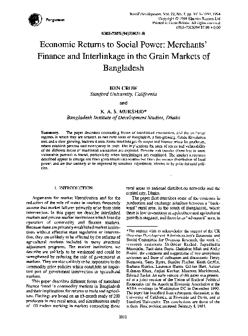 (PDF) Economic returns to social power: Merchants' finance and ...