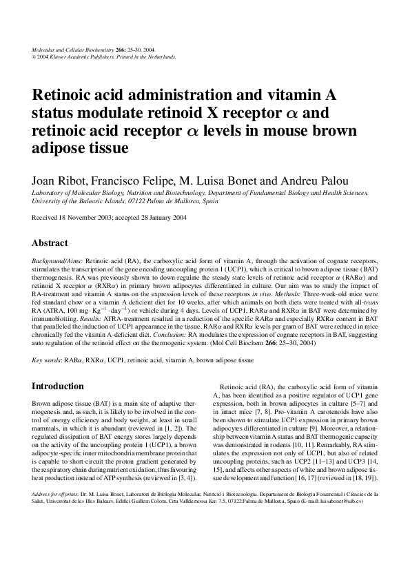 (PDF) Retinoic acid administration and vitamin A status modulate ...