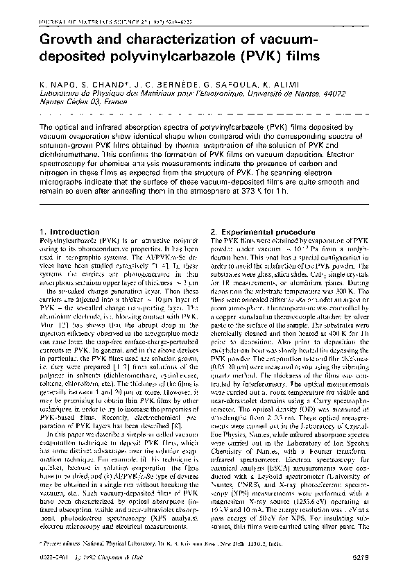 (PDF) Growth and characterization of vacuum-deposited ...