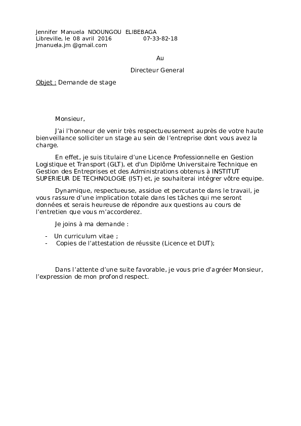 (DOC) Demande de stage
