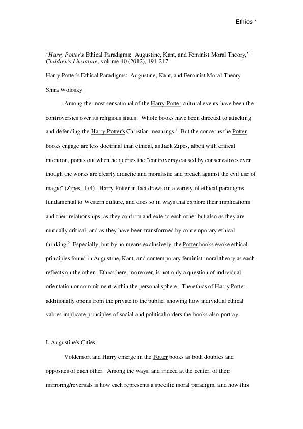 (PDF) Harry Potters Ethical Paradigms