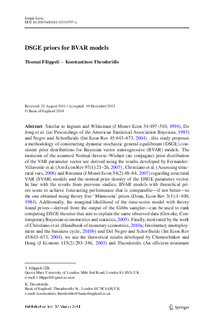(PDF) DSGE priors for BVAR models