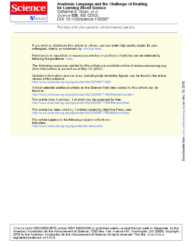 (PDF) Academic Language in Science: Examining Fourth and Fifth Grade ...