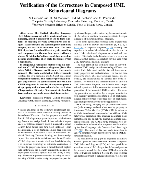 (PDF) Verification of the Correctness in Composed UML Behavioural Diagrams