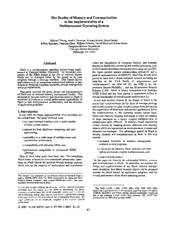 (PDF) The Duality of Memory and Communication in the Implementation of ...