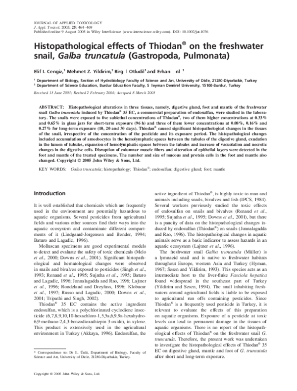 (PDF) Histopathological effects of Thiodan® on the freshwater snail ...