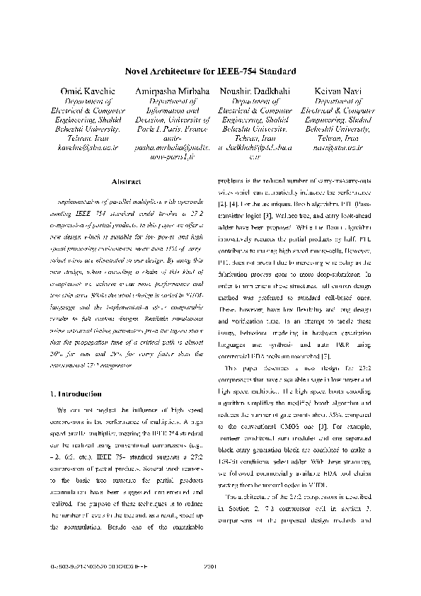 (PDF) Novel Architecture for IEEE-754 Standard