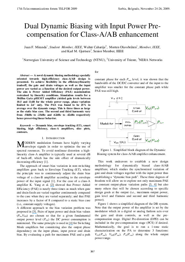 (PDF) Dual Dynamic Biasing with Input Power Pre compensation for Class ...