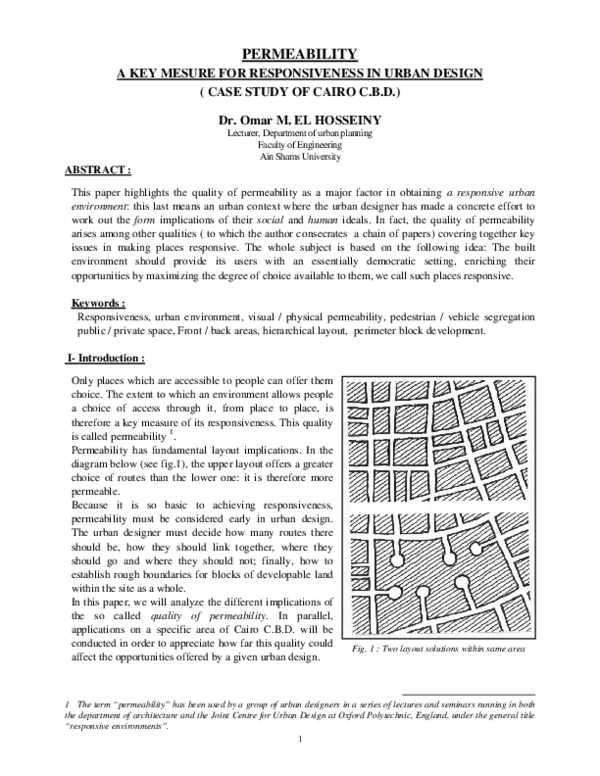 (PDF) PERMEABILITY A KEY MESURE FOR RESPONSIVENESS IN URBAN DESIGN ...