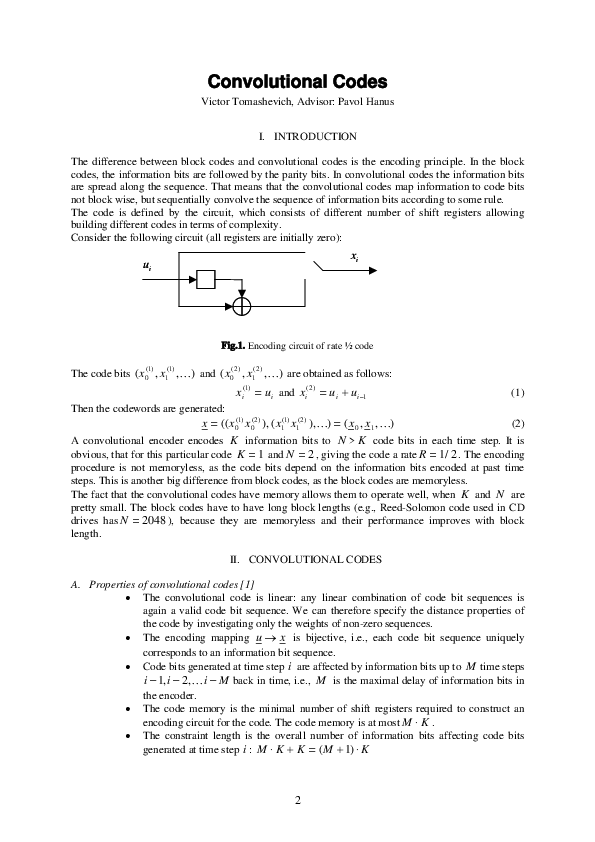 Pdf Convolutional Codes