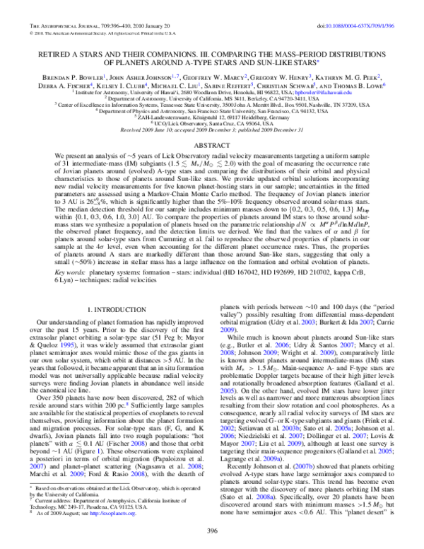 Pdf Jovian Planets Around A Type Vs Sun Like Stars