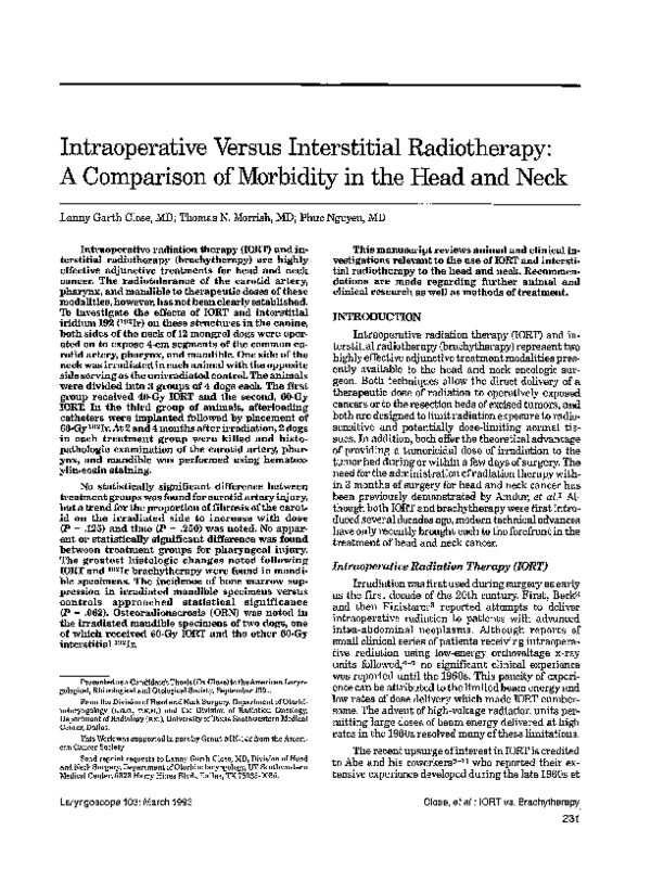 (PDF) Intraoperative Versus Interstitial Radiotherapy: A Comparison of ...