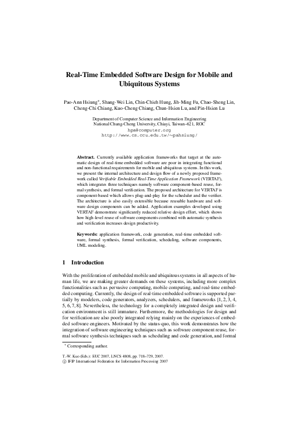 (PDF) Real-Time Embedded Software Design for Mobile and Ubiquitous Systems