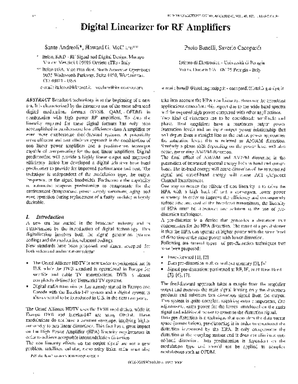 (PDF) Digital linearizer for RF amplifiers