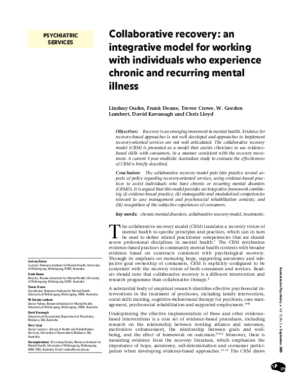 (PDF) Collaborative recovery: An integrative model for working with ...