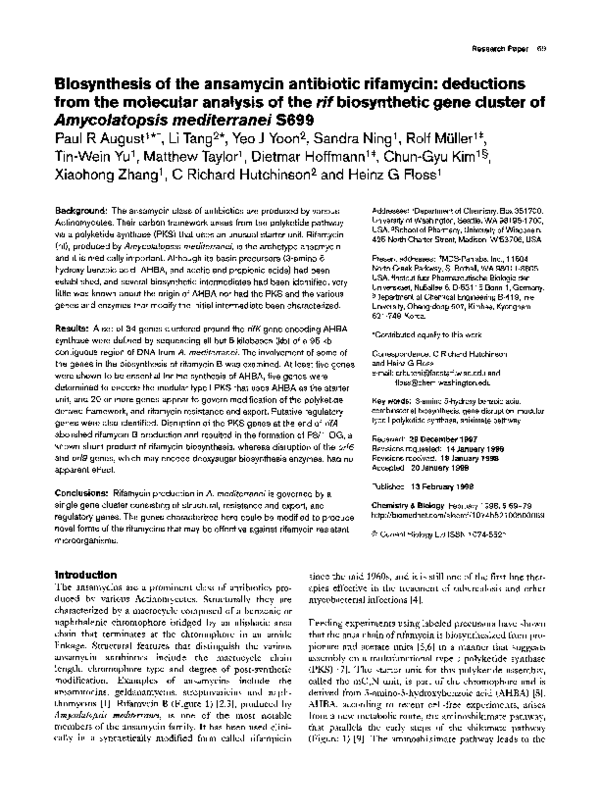 (PDF) Biosynthesis of the ansamycin antibiotic rifamycin: deductions ...