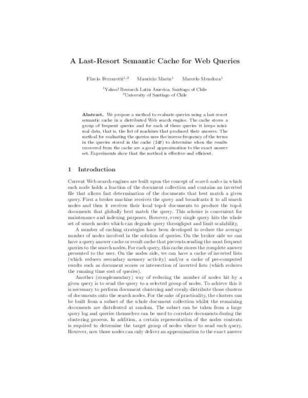 (PDF) A Last-Resort Semantic Cache for Web Queries
