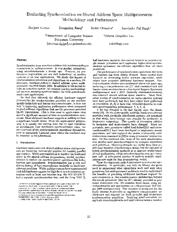 Pdf Evaluating Synchronization On Shared Address Space Multiprocessors Methodology And