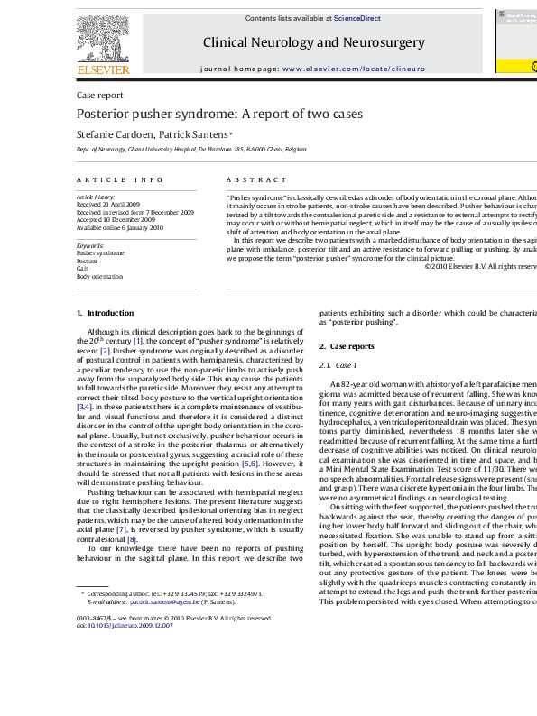 (PDF) Posterior pusher syndrome: A report of two cases