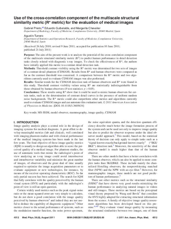 (PDF) Use of the cross-correlation component of the multiscale structural similarity metric (R ...