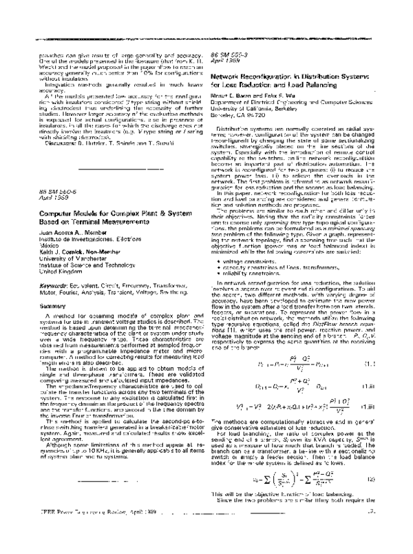 Pdf Network Reconfiguration In Distribution Systems For Loss